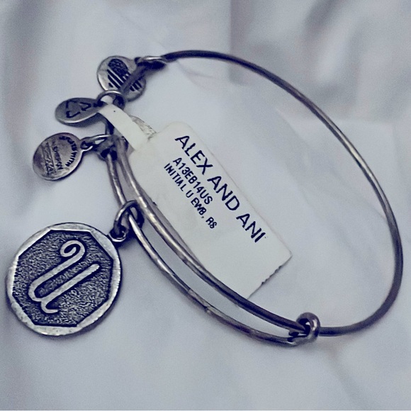 Alex and Ani | Jewelry | Nwt Alex And Ani Initial U Charm Expandable Bangle Bracelet Rafaelian ...